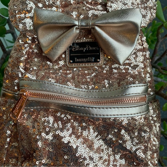 Loungefly | Bags | Disney Sequin Loungefly Backpack In Rose Gold | Poshmark